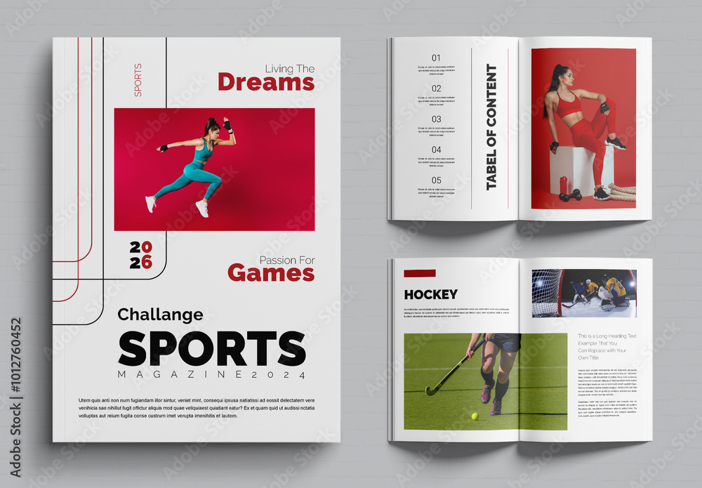 Sports Magazine Layout Stock Template | Adobe Stock