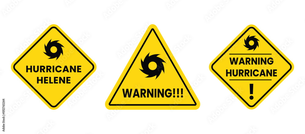 Hurricane Helene alert sign. Hurricane warning. Traffic sign ...