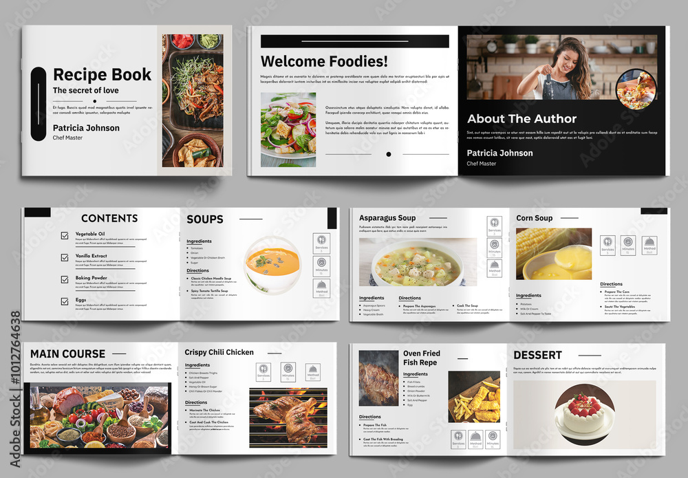 Recipe Book Landscape Template Layout Stock Template | Adobe Stock