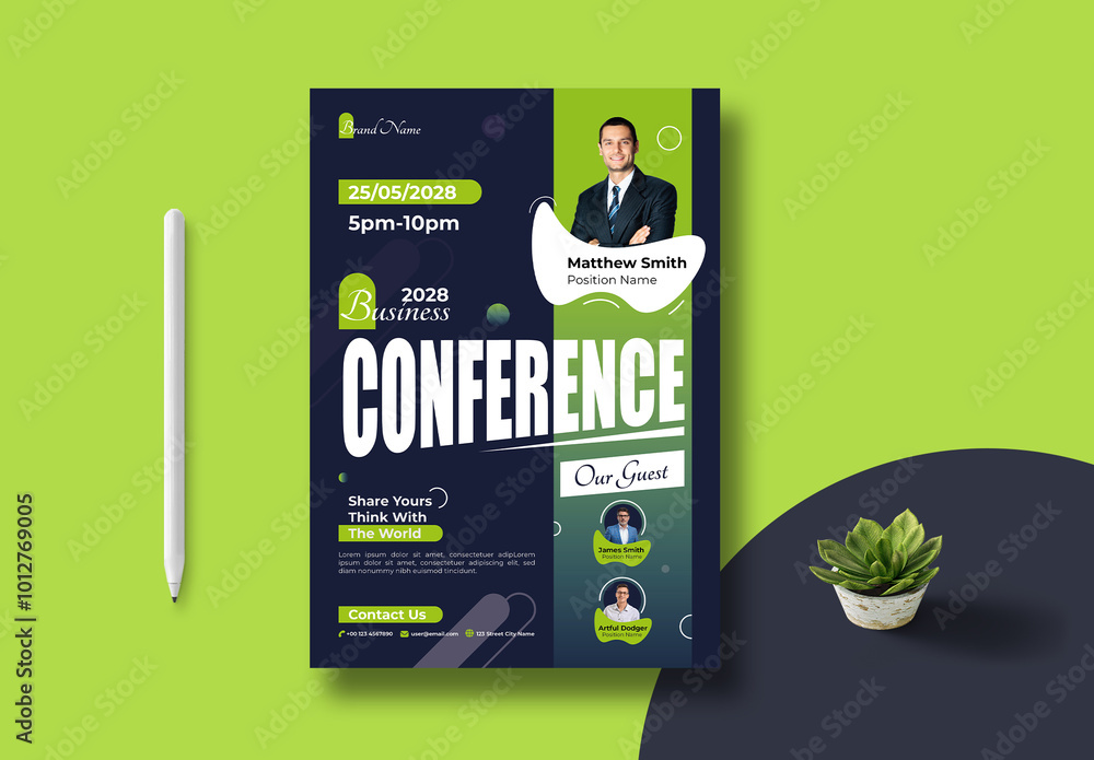Business Conference Flyer Layout Design Stock Template | Adobe Stock