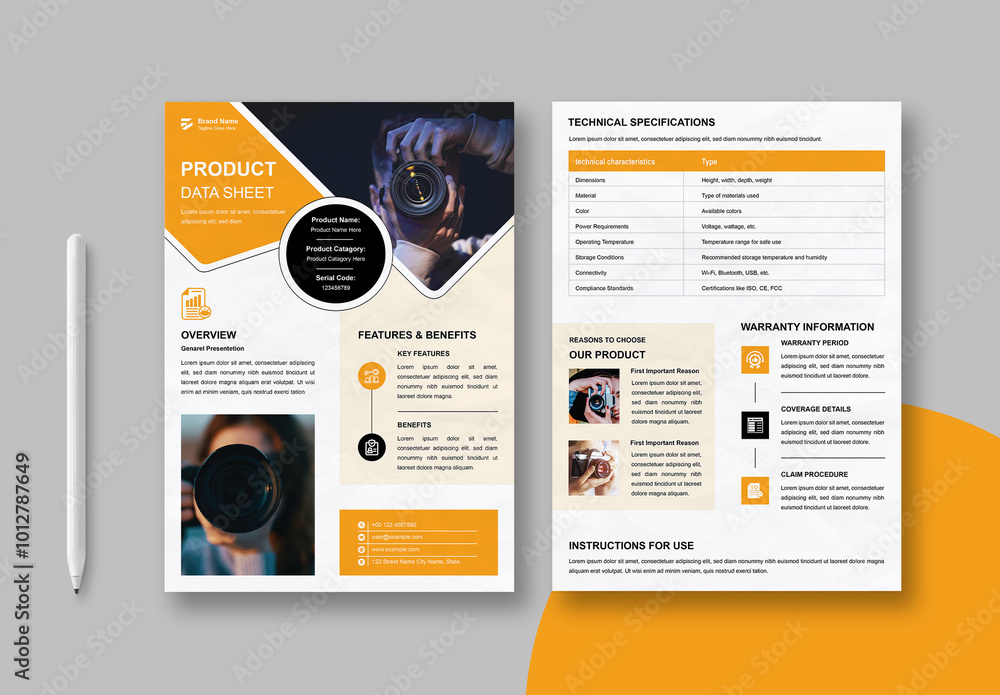 Product Data Sheet Layout Stock Template | Adobe Stock