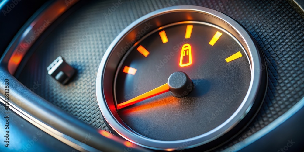 Empty Petrol Gage Warning Light Signaling Low Fuel Levels in a Vehicle ...