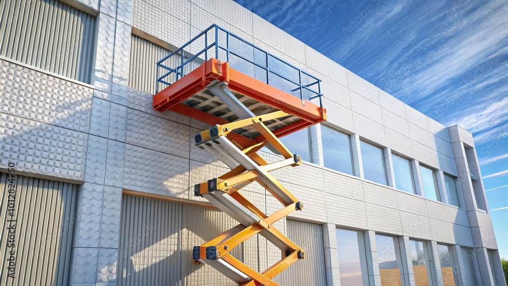 Scissor Lift for Facade Cladding Works After Thermal Insulation Foam ...
