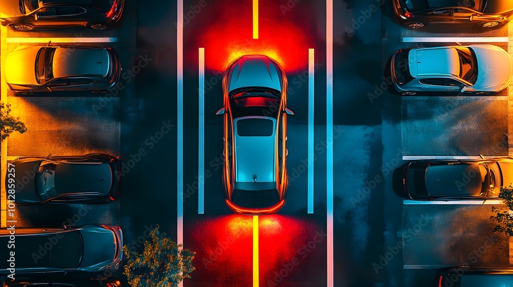 A top-view visualization of a smart car parking assist system using ...