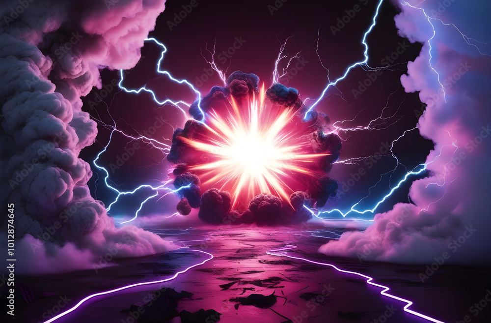 Epic Cosmic Event with Lightning. Stunning Space Art. Science Fiction ...