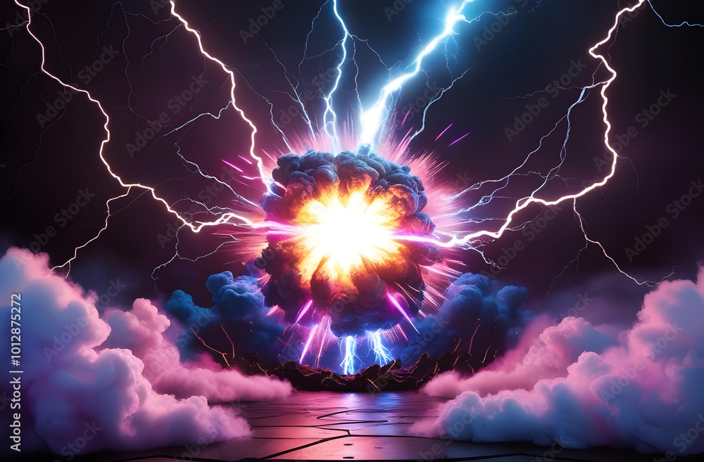 Epic Cosmic Event with Lightning. Stunning Space Art. Science Fiction ...