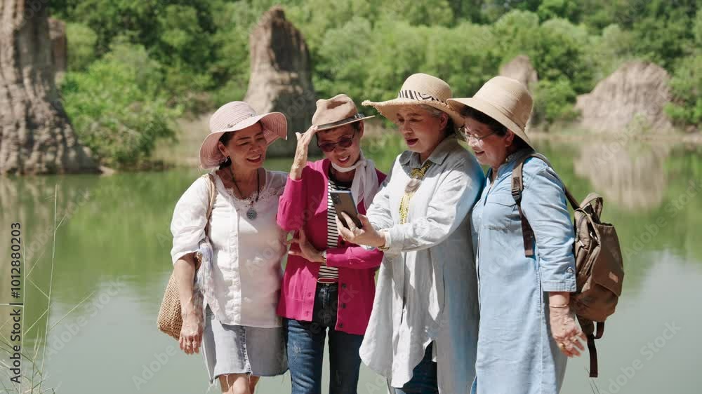 Portrait, Elderly Asian woman, long-time best friend, were close ...