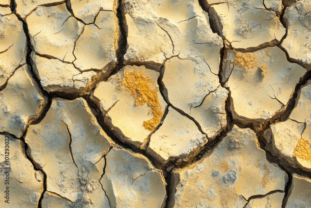 A cracked earth texture background, showing deep fissures and dry soil ...
