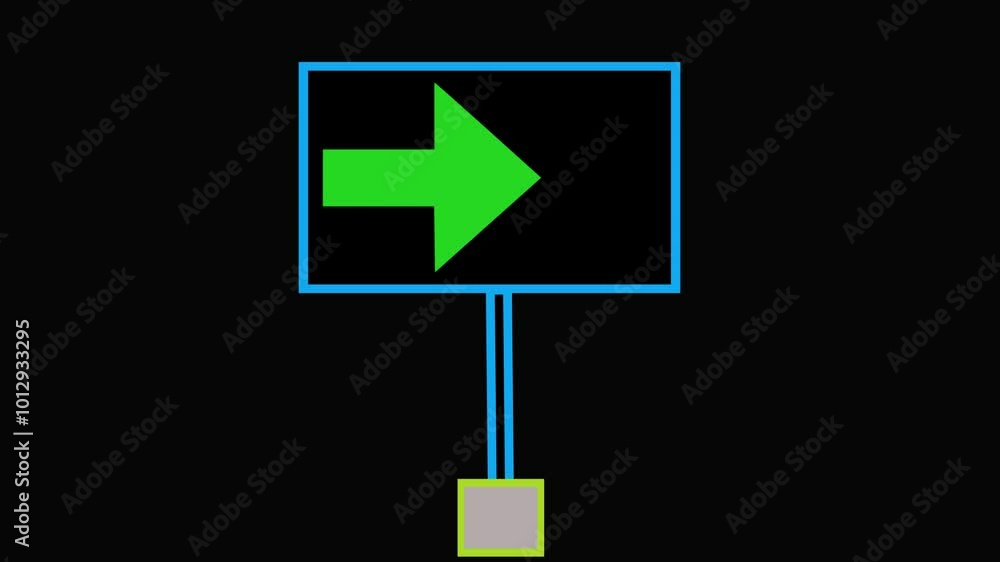 green color arrow points to the right. animation neon icon to the right ...