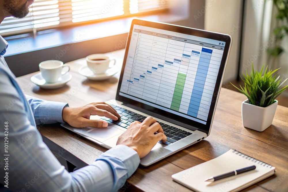 Project management concept with icon of gantt chart, project manager ...
