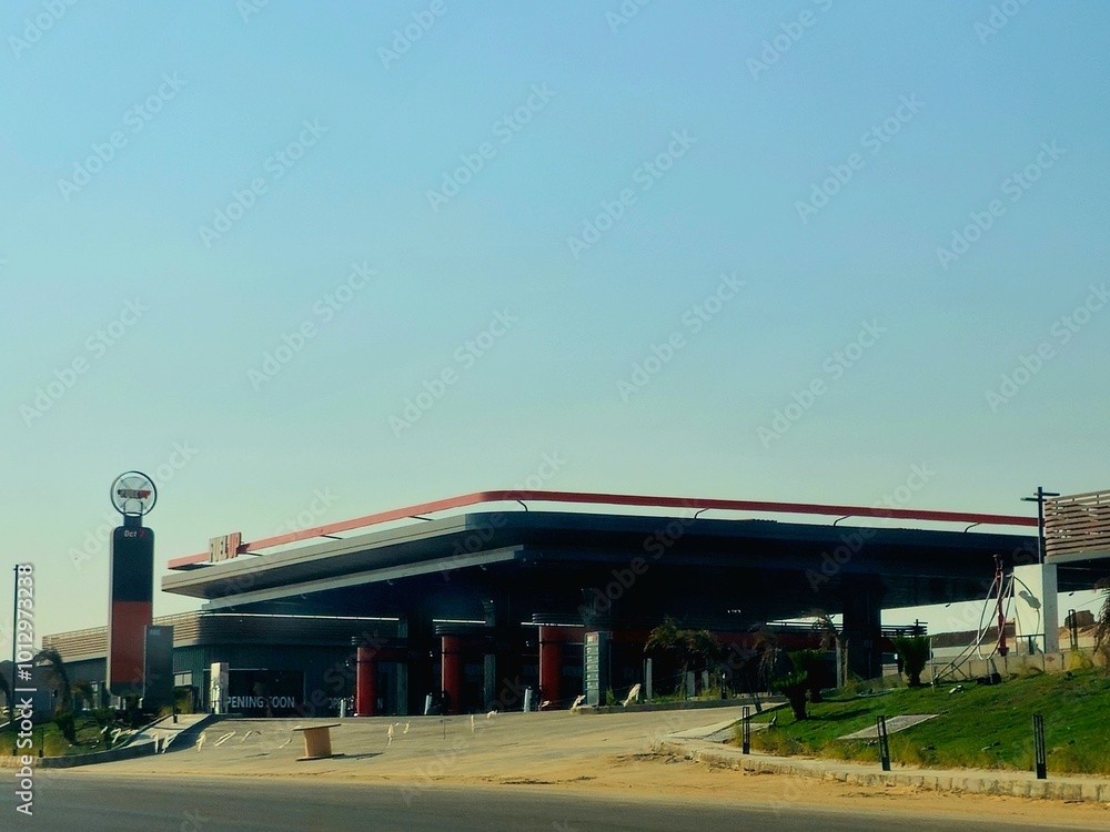 Giza, Egypt, September 27 2024: a fuel gas and oil station under ...