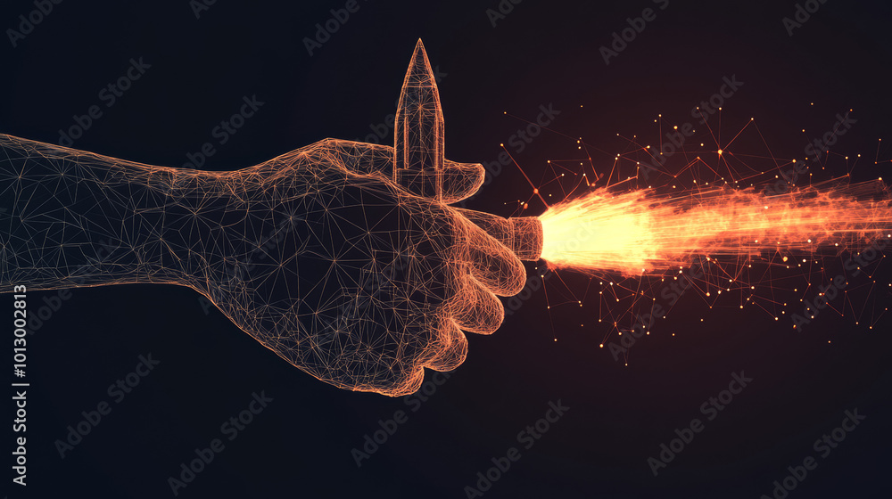 A digital image shows a handshake and a rocket taking off. It ...