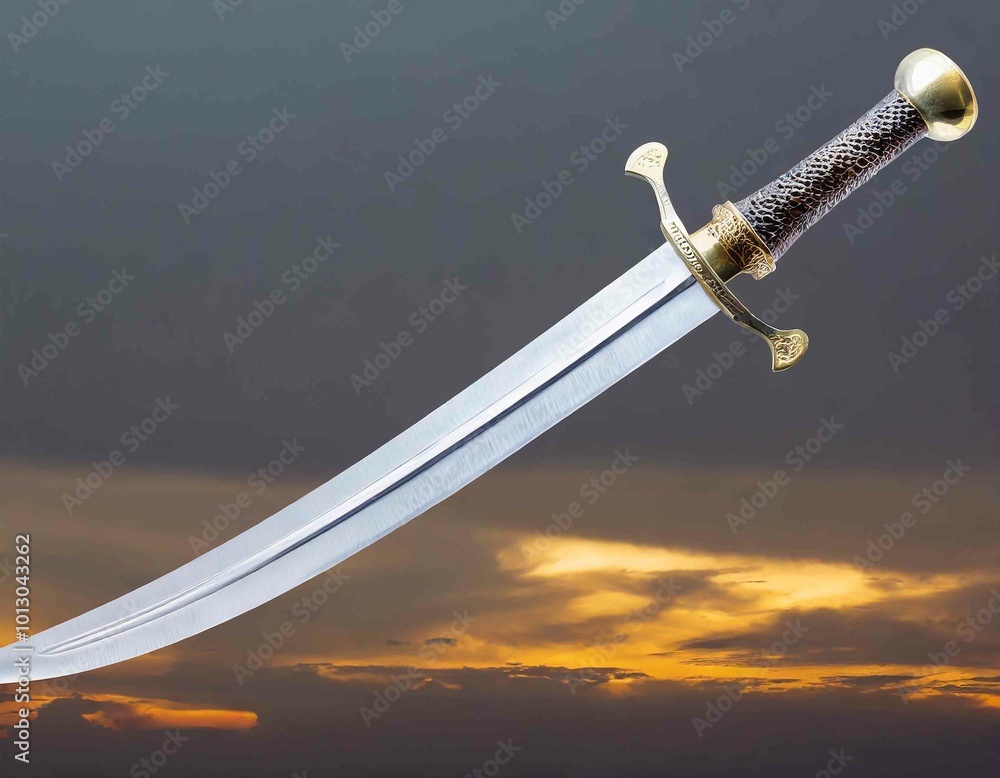 Sword or Rapier isolated on white background, Sliver sword with long ...
