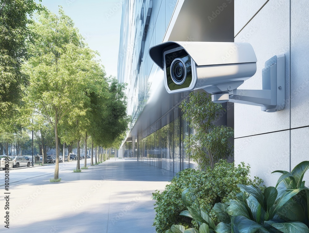 2408 81.A high-definition 3D rendering of a modern CCTV camera mounted ...