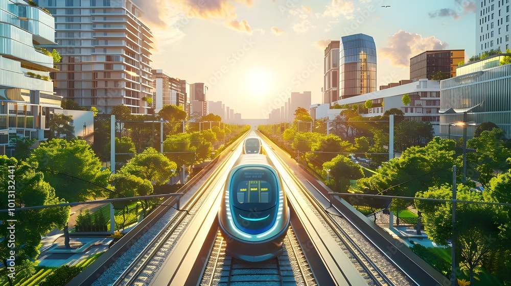 sustainable transportation solutions. green energy concept, Advanced ...