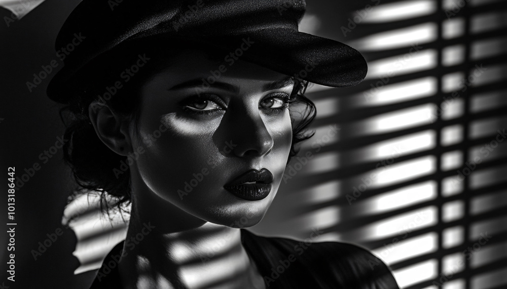 Use harsh, high-contrast black-and-white lighting to mimic the classic ...