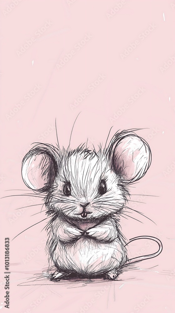 Full body portrait of a mouse in abstract minimalist flat style, hand ...