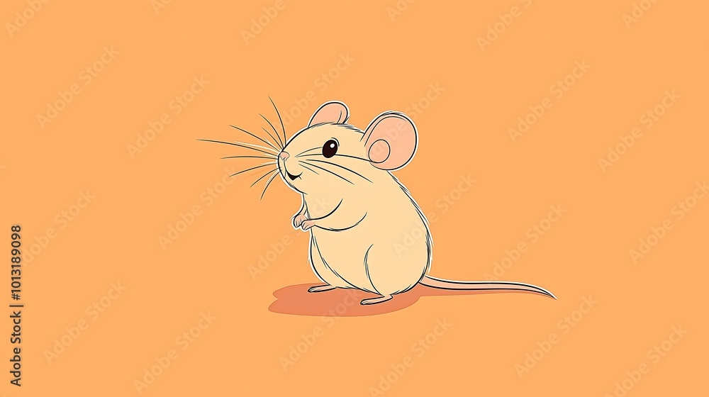 Full body portrait of a mouse in abstract minimalist flat style, hand ...
