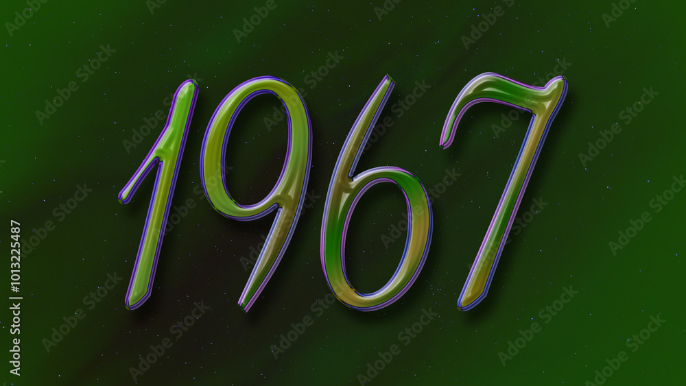 3D green with blue border design of number 1967 on green background ...
