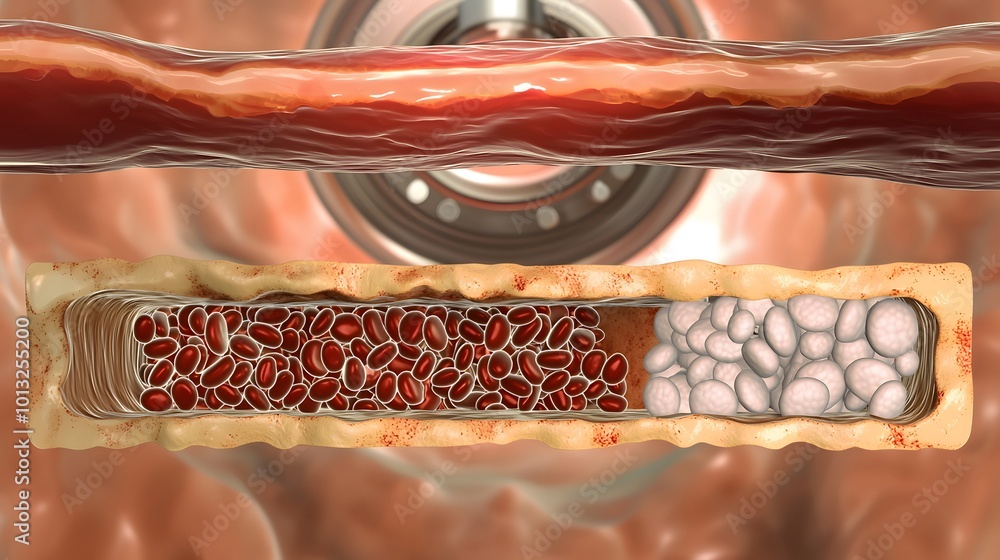 Hematocrit Horizon:components of our blood. A split-screen photo—above ...