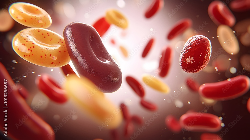 Serum Spectrum:components of our blood. A gradient background with ...