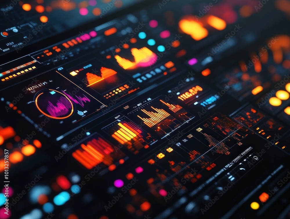 Vibrant and modern data visualization interface showcasing graphs ...