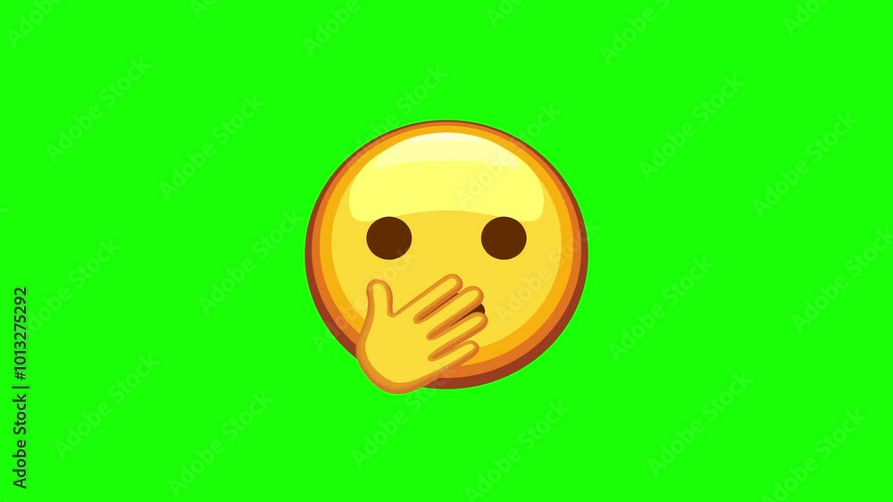 Face with hand over mouth emoji animated on a green screen vídeo do ...