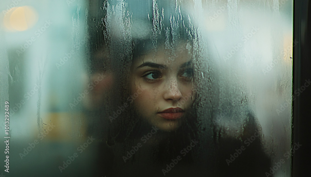 Photograph people behind frosted or steamed-up glass, leaving just ...