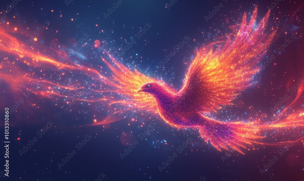 Dynamic Phoenix coding framework concept with a vibrant flying Phoenix ...