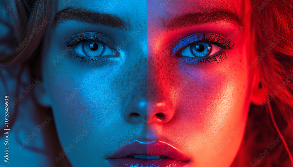 Use two different colored light sources from opposite sides to create a ...