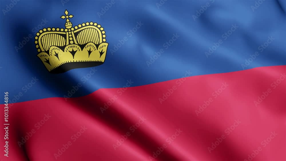 4k render Liechtenstein Flag video waving in wind Liechtenstein Flag ...