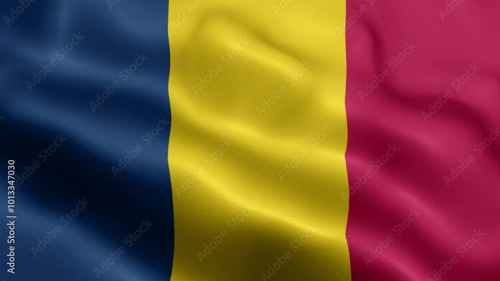 4k render Chad Flag video waving in wind Chad Flag Wave Loop waving in ...