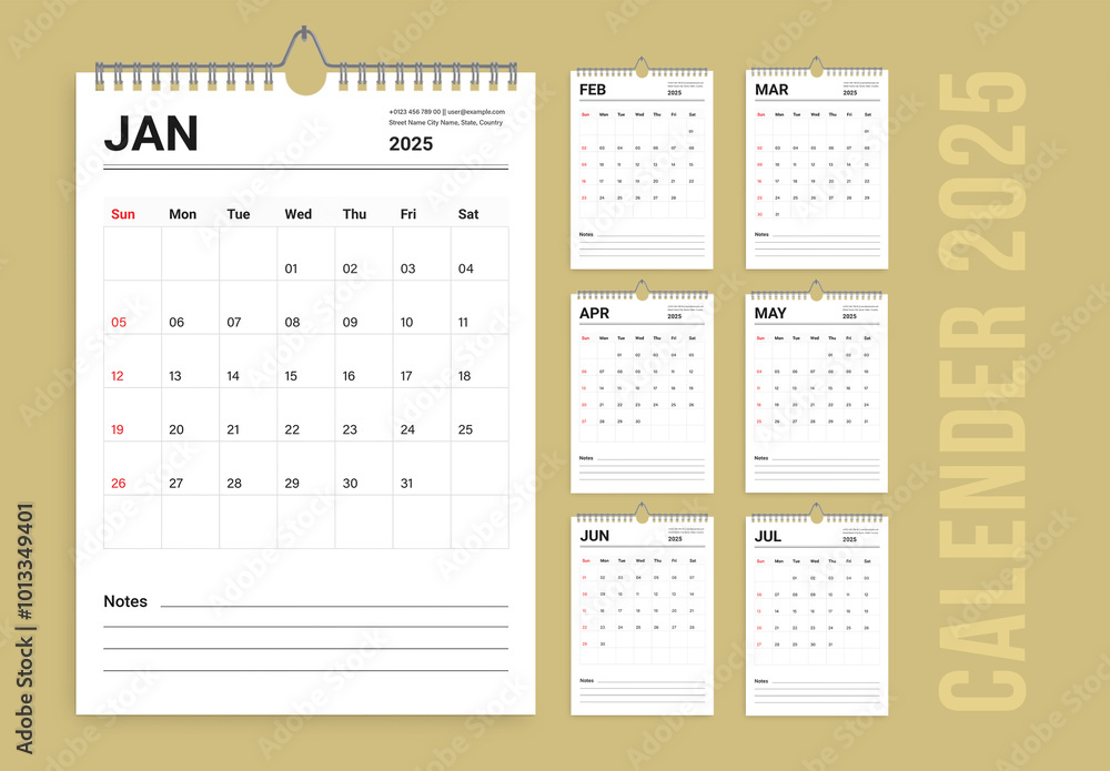 Calender Design Layout Template Stock Template | Adobe Stock