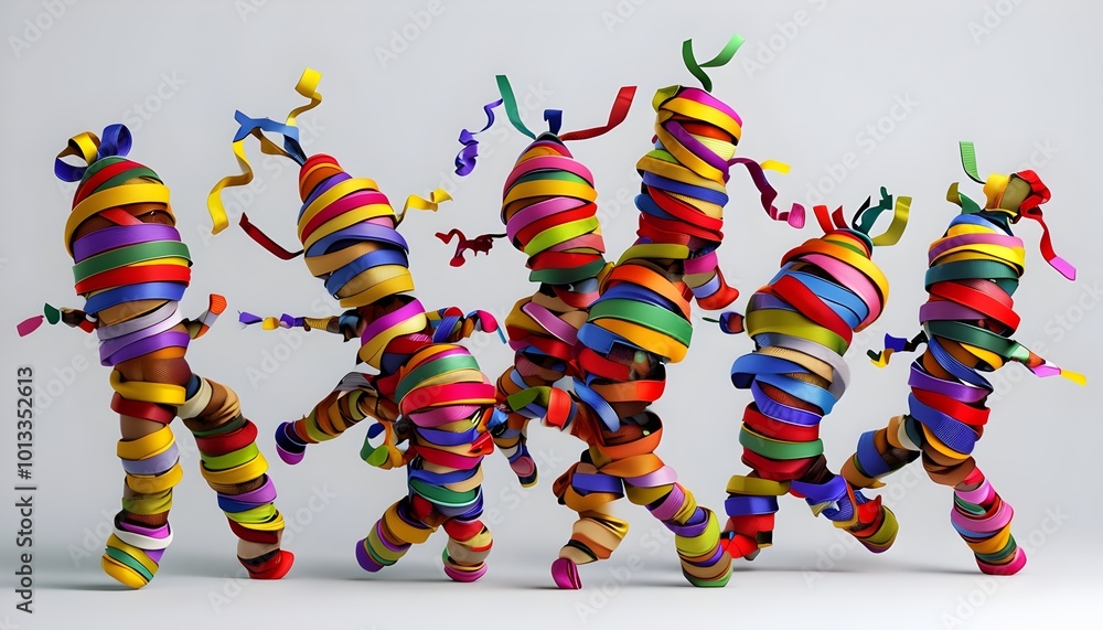 The characters could be arranged in a playful group, as if they are ...