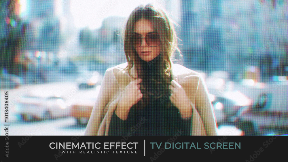 TV Digital Screen Cinematic Effect with Realistic Texture Stock ...