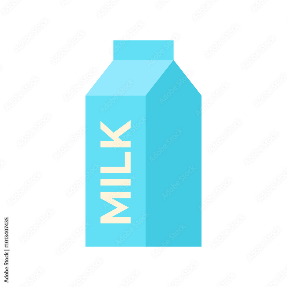 Cartoon illustration of a blue milk carton with the word 'milk' on the ...