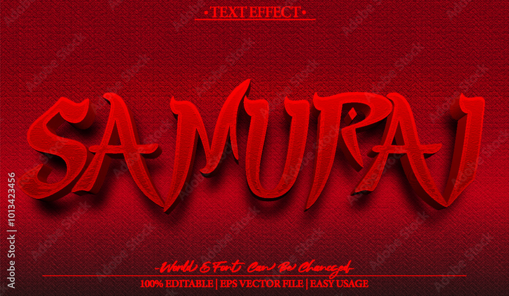 Samurai Vector Text Effect Editable Alphabet Japanese Red Dragon Katana ...