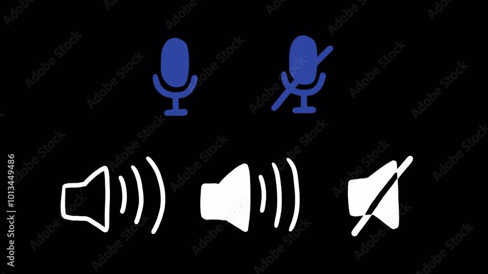 Mic & Sound Status Icons | Mute, Unmute, and Volume Controls Animated ...