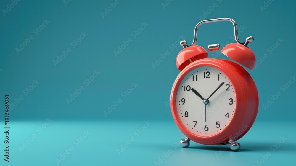 Retro Red Analog Alarm Clock on Desk Reminding Morning Routine and ...