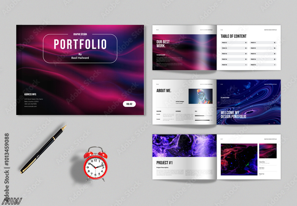 Colorful Portfolio Layout Landscape Stock Template | Adobe Stock