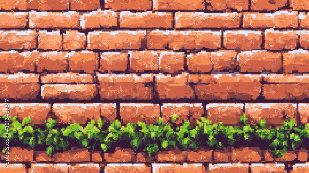 Retro 8-bit pixel art red brick wall texture, ideal for video games ...