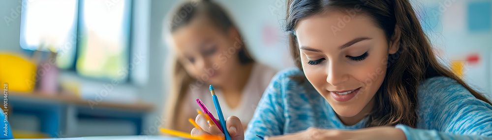 Empowering Education Rights: Candid Photo of Teacher Assisting Student ...