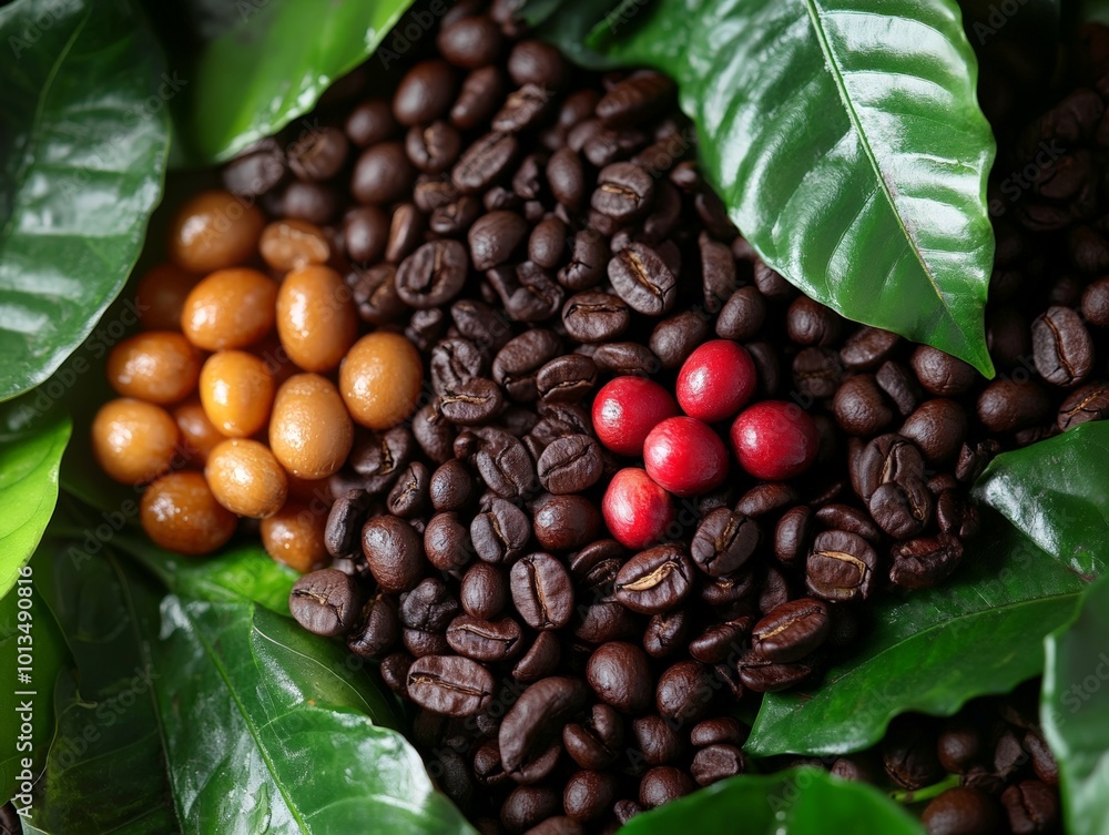 Coffee Bean Journey From Green Leaves to Roasted Beans, A Visual ...