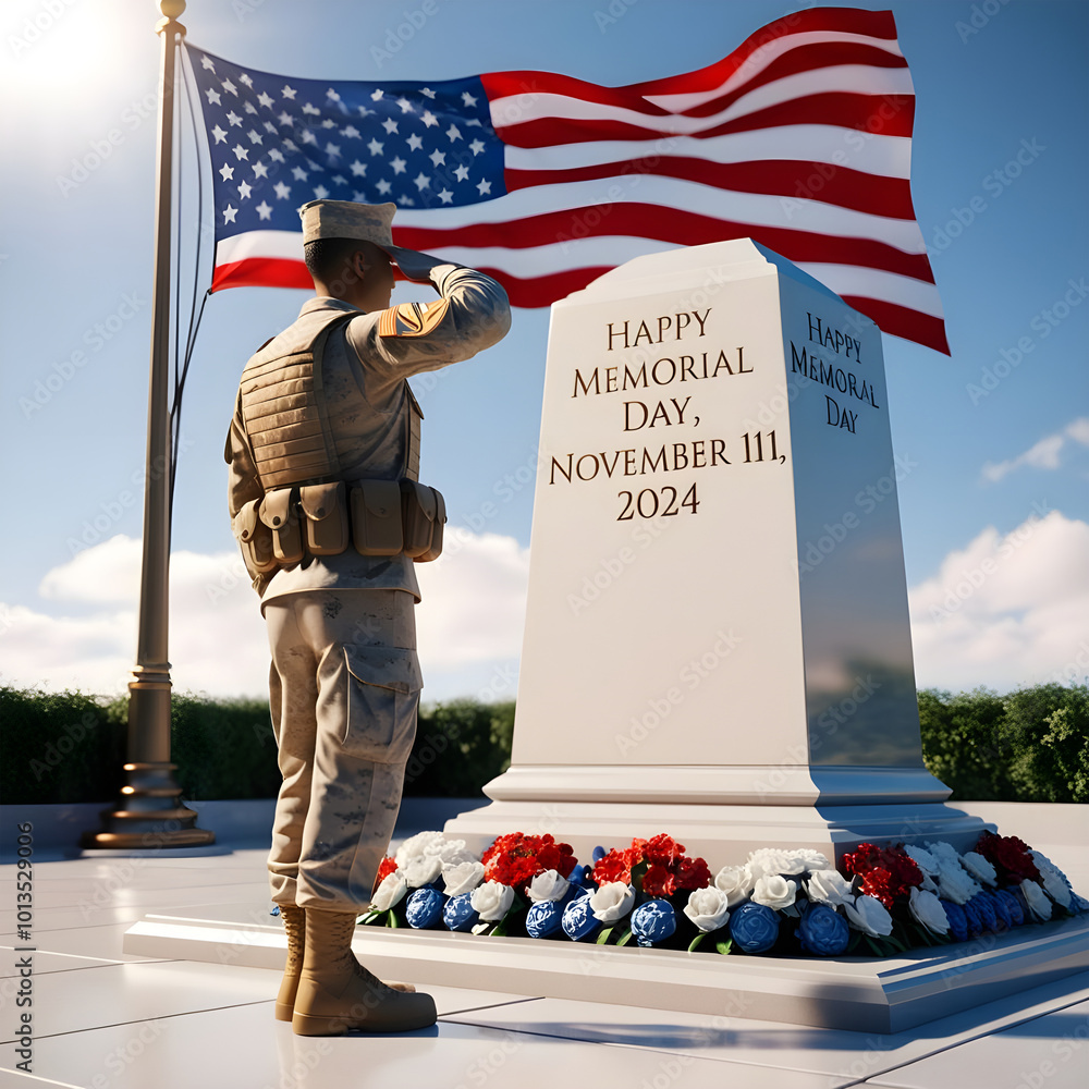 Honoring Heroes A Soldier’s Salute at the Memorial Monument Stock Photo ...