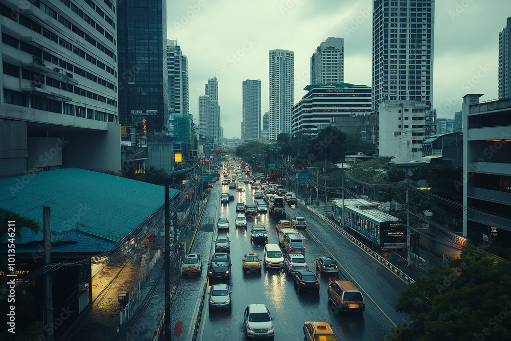 Congested city streets filled with vehicles creating traffic jams ...