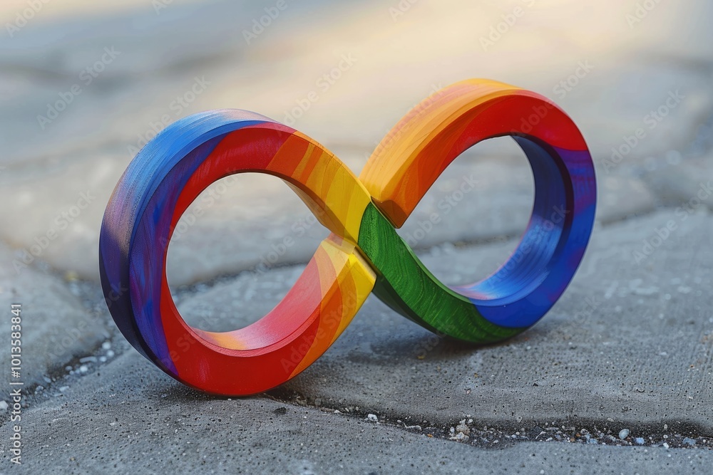 Foto de Rainbow-colored infinity symbol with a textured finish on a ...