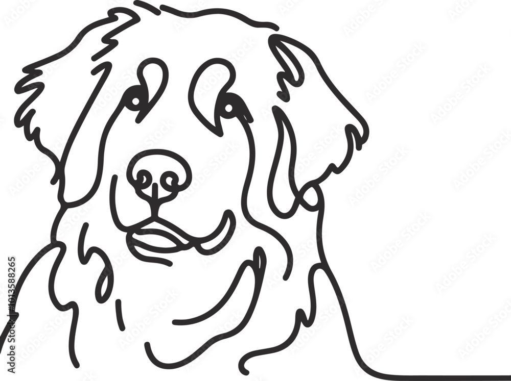 line drawing Bernedoodle dog vector illustration Stock Vector | Adobe Stock