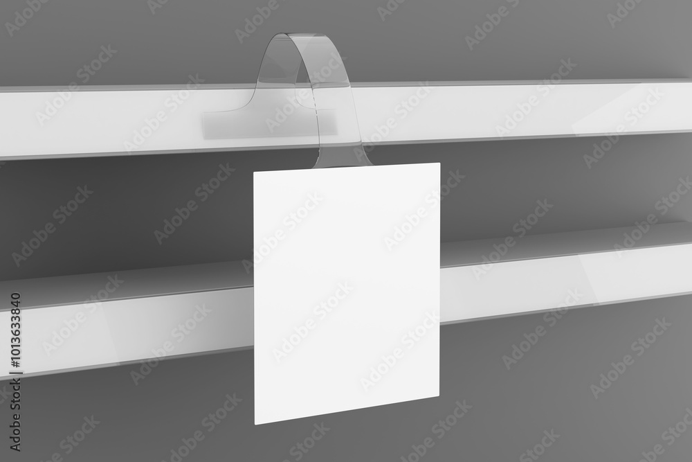 Shelves Blank Wobbler Square Mockup - 3D Illustration Render Stock ...