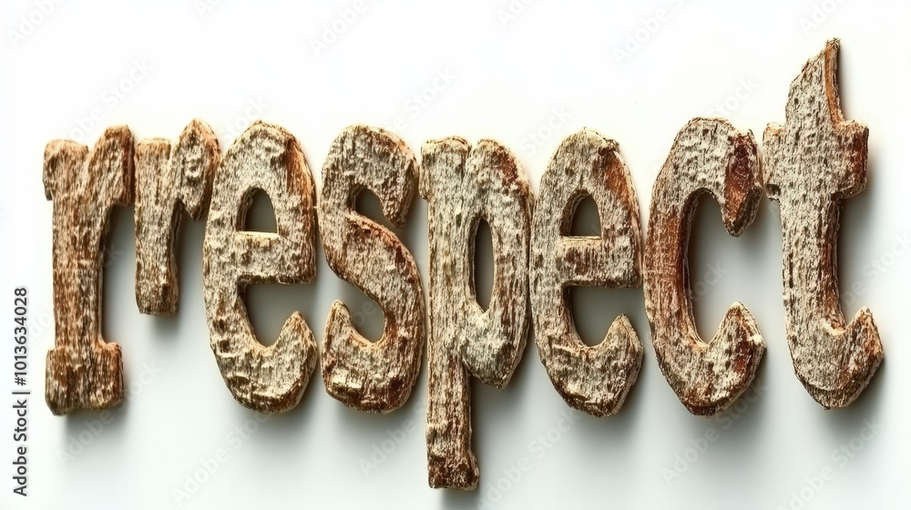 Concept of respect depicted in textured chocolate letters on bright ...
