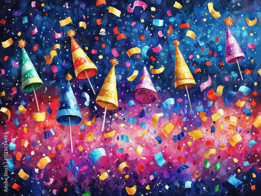 Fun New Year's Day 2025 festive email signatures illustrations with ...